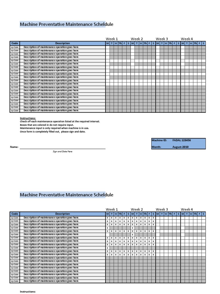 Machine Preventative Maintenance Schedule | PDF | Computing | Computer ...