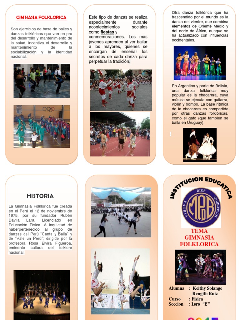 TRIPTICO Gimnasia Folklorica | PDF | Bailes | Folklore