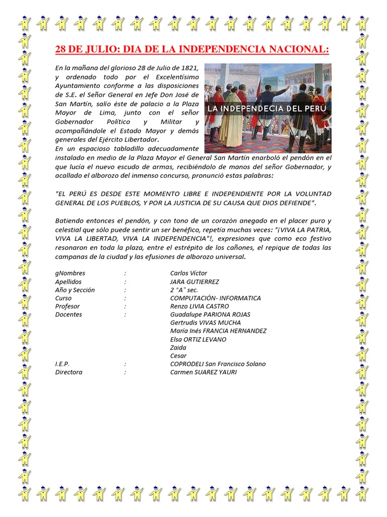 Fecha Civica Del Mes de JULIO | PDF