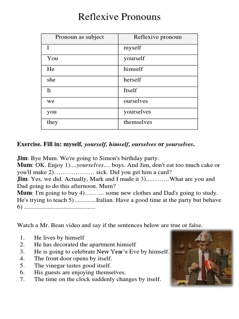 Reflexive Pronouns | PDF
