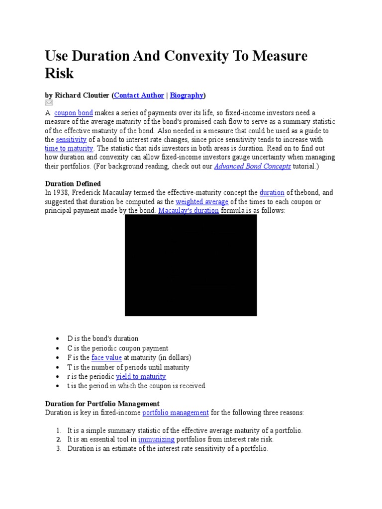 Use Duration and Convexity To Measure Risk | PDF | Financial Economics ...