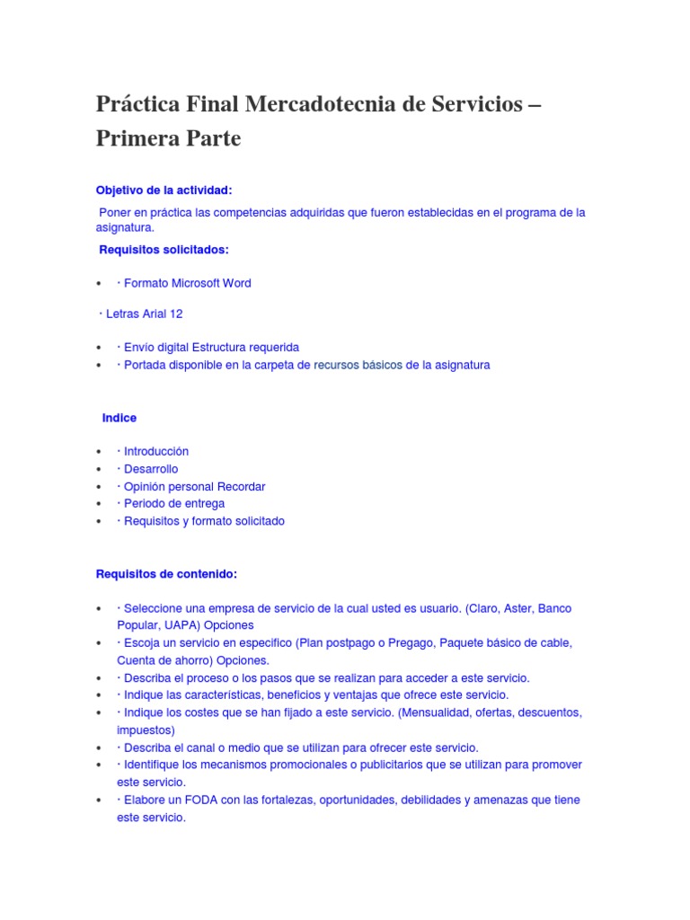 Práctica Final Mercadotecnia de Servicios | PDF | Marketing | Business