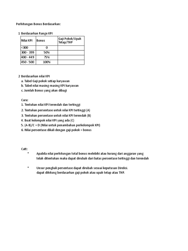 Contoh Perhitungan Bonus-1 | PDF