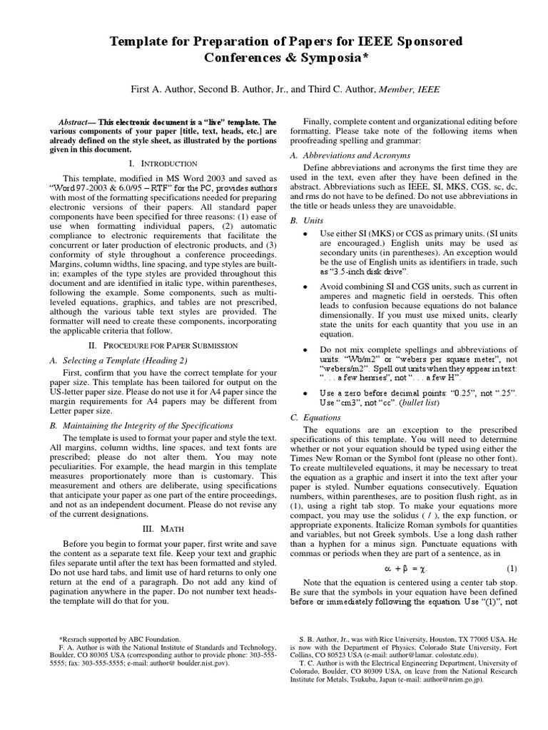 Template For Preparation of Papers For IEEE Sponsored Conferences ...