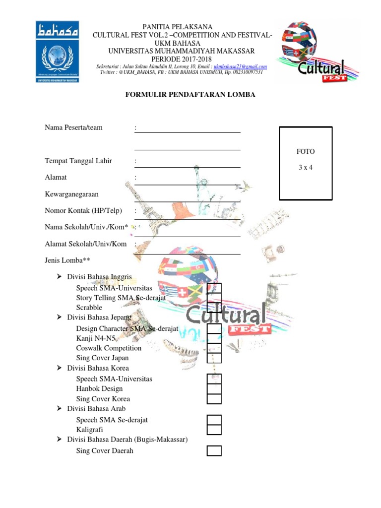 Formulir Pendaftaran Lomba | PDF