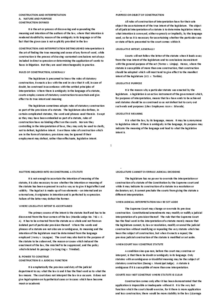 Statcon Finals Reviewer | PDF | Statutory Interpretation | Precedent