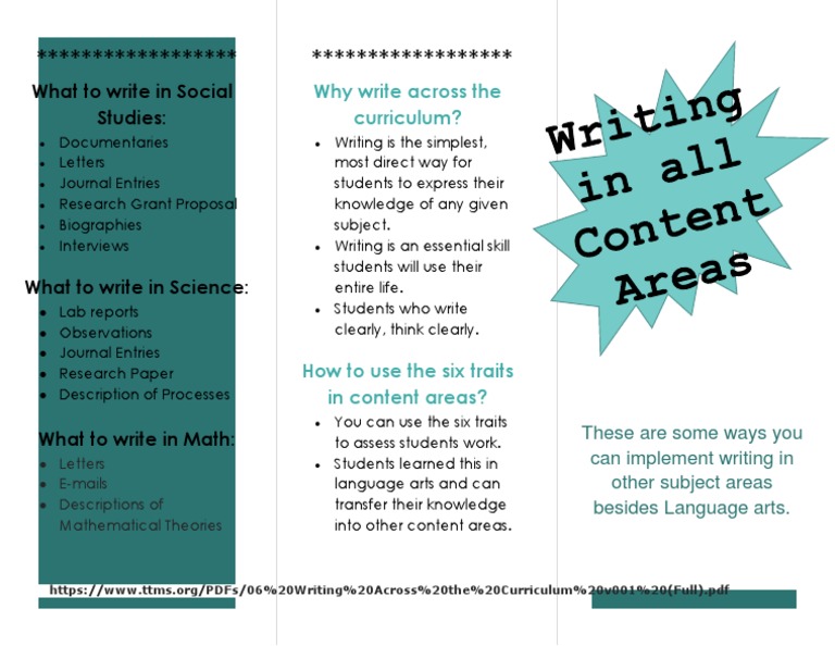 Writing Across The Curriculum | PDF