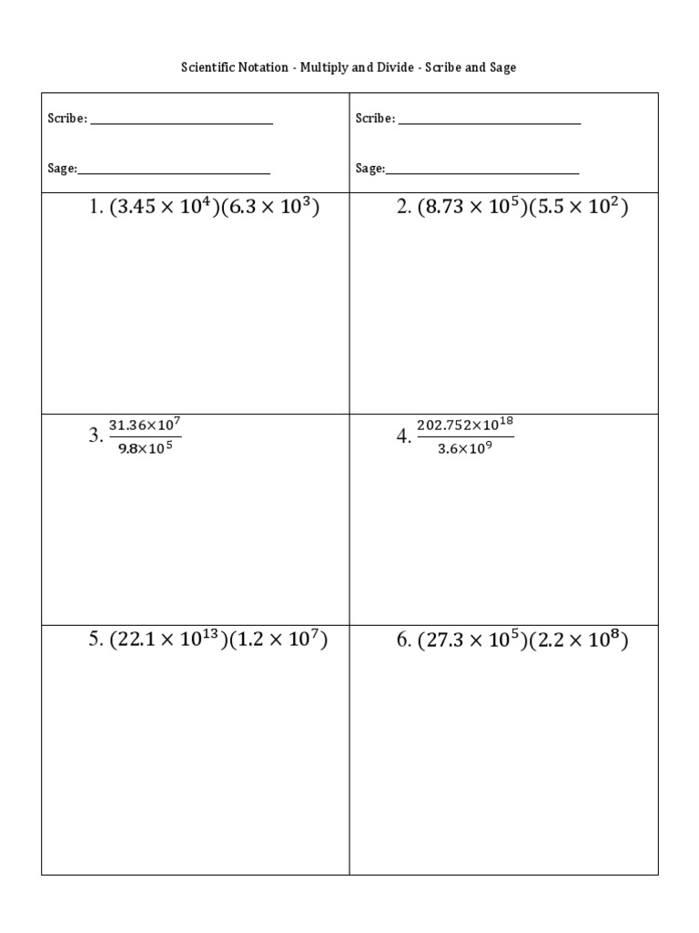 Scientific Notation Multiply and Divide Scribe and Sage | PDF