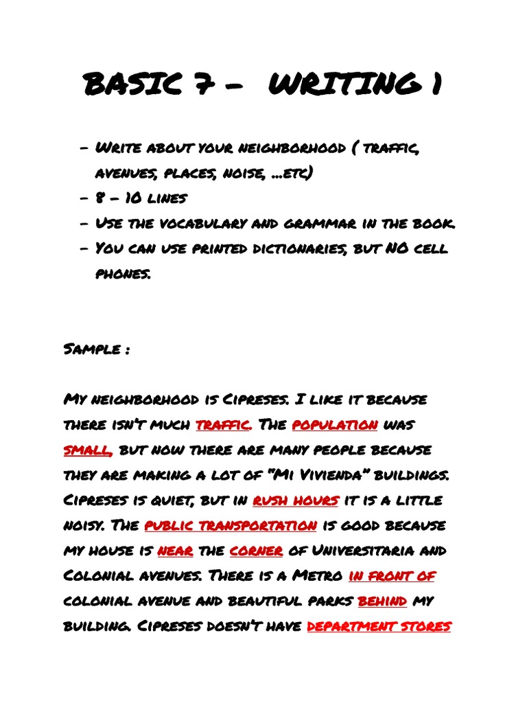 Basic 7 Writing 1 Sample 24934 0 | PDF