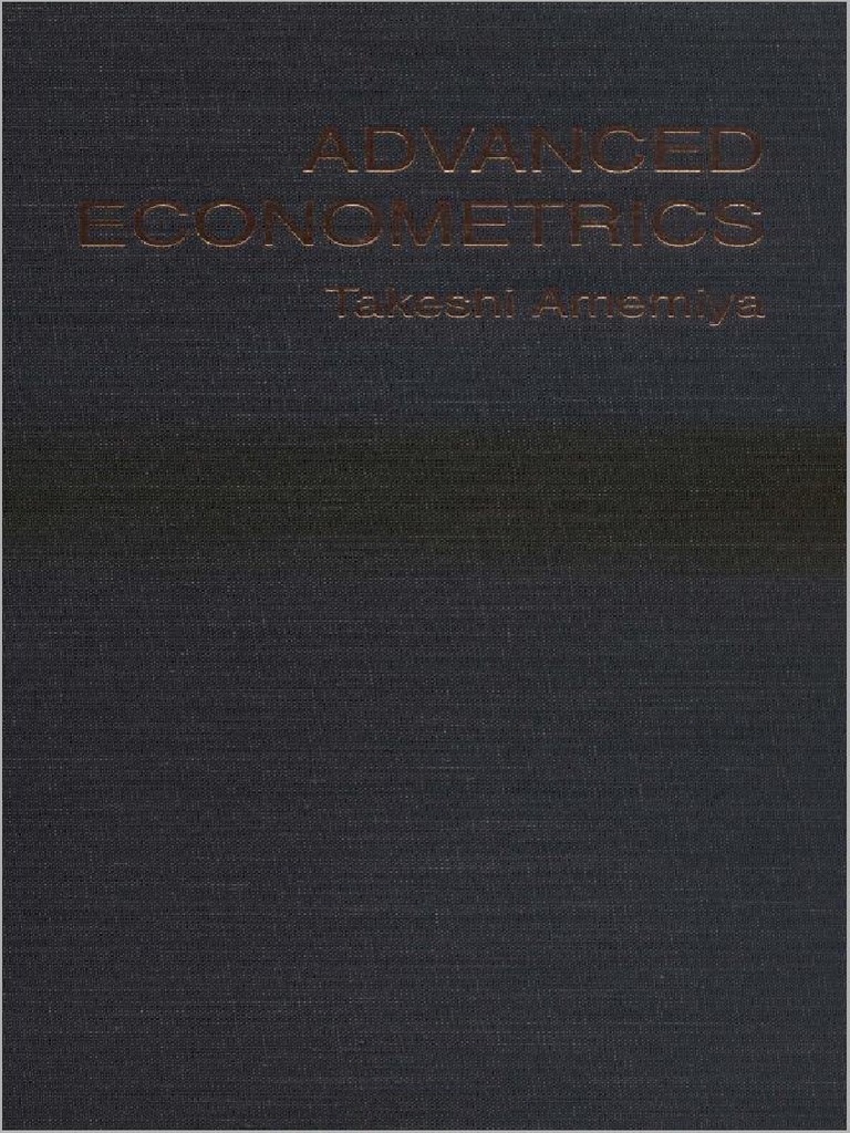 Advanced Econometrics - 1985 - 1era Edición - Amemiya | PDF | Ordinary ...