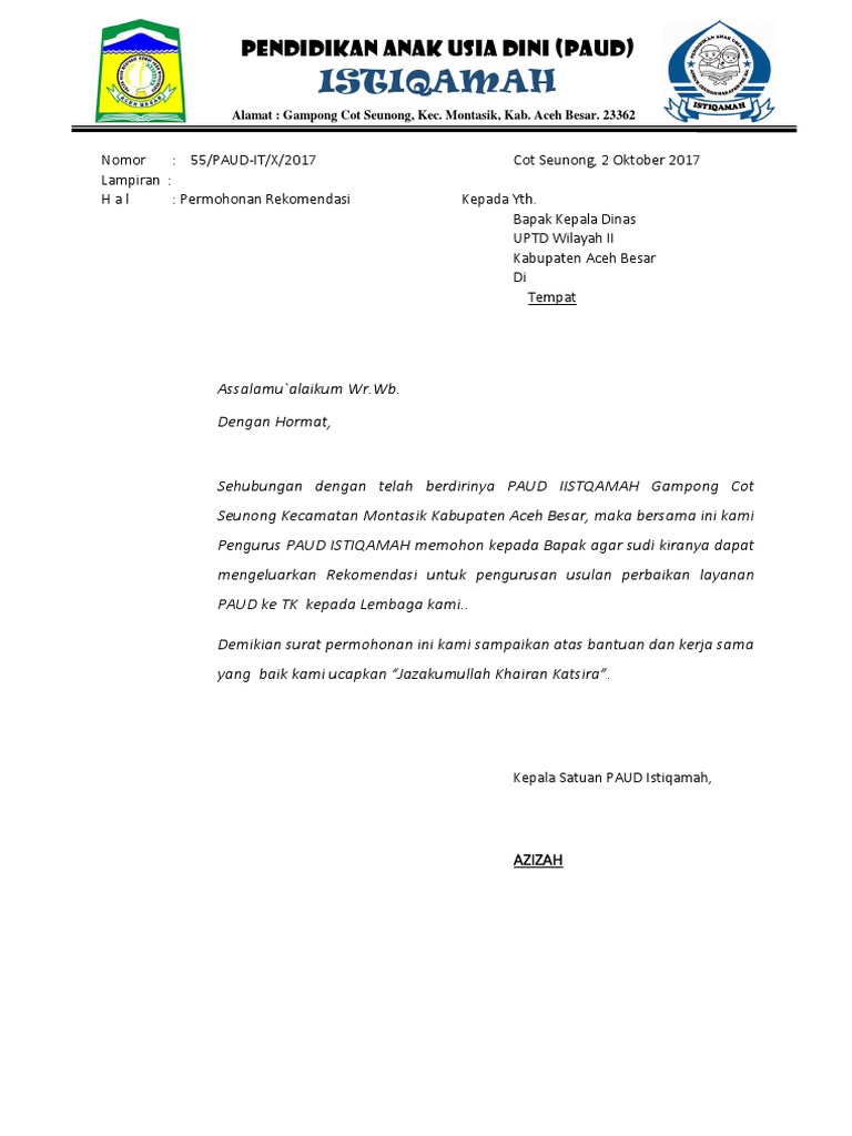 Kop PAUD Istiqamah | PDF