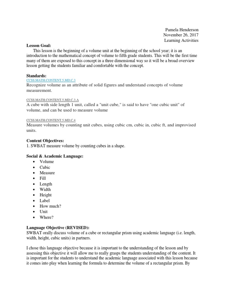 Learning Activities | PDF | Volume | Educational Assessment