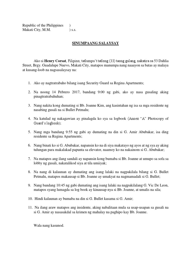 Sample Affidavit | PDF