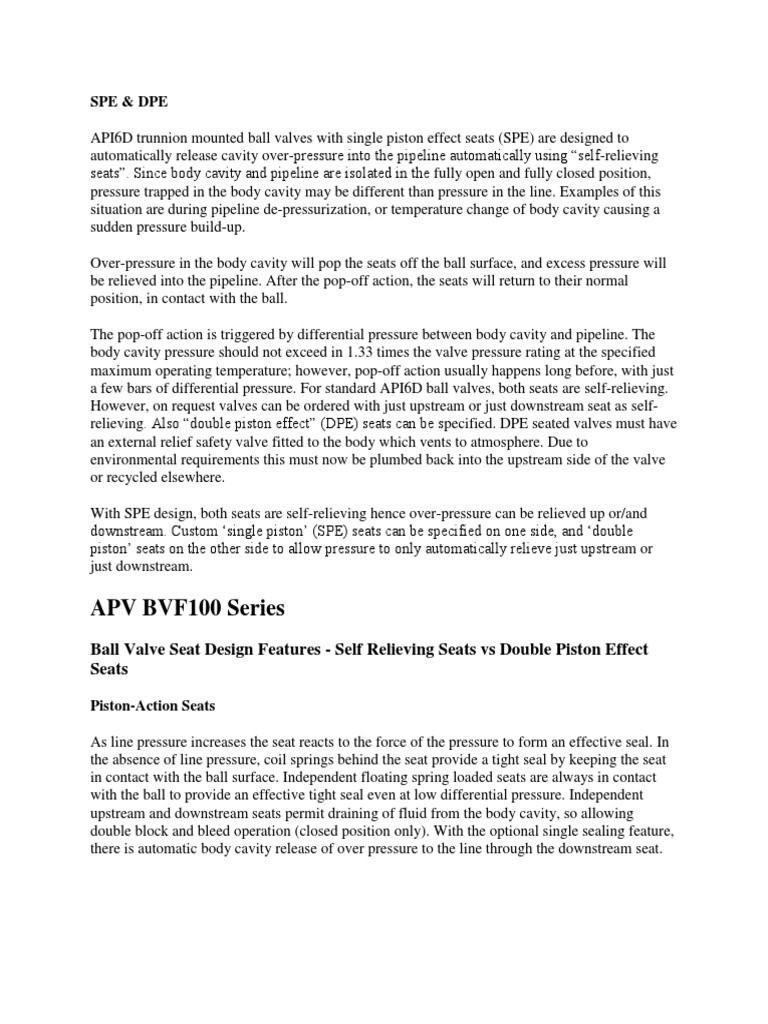 SPE vs DPE Ball Valve Features | PDF | Valve | Building Engineering