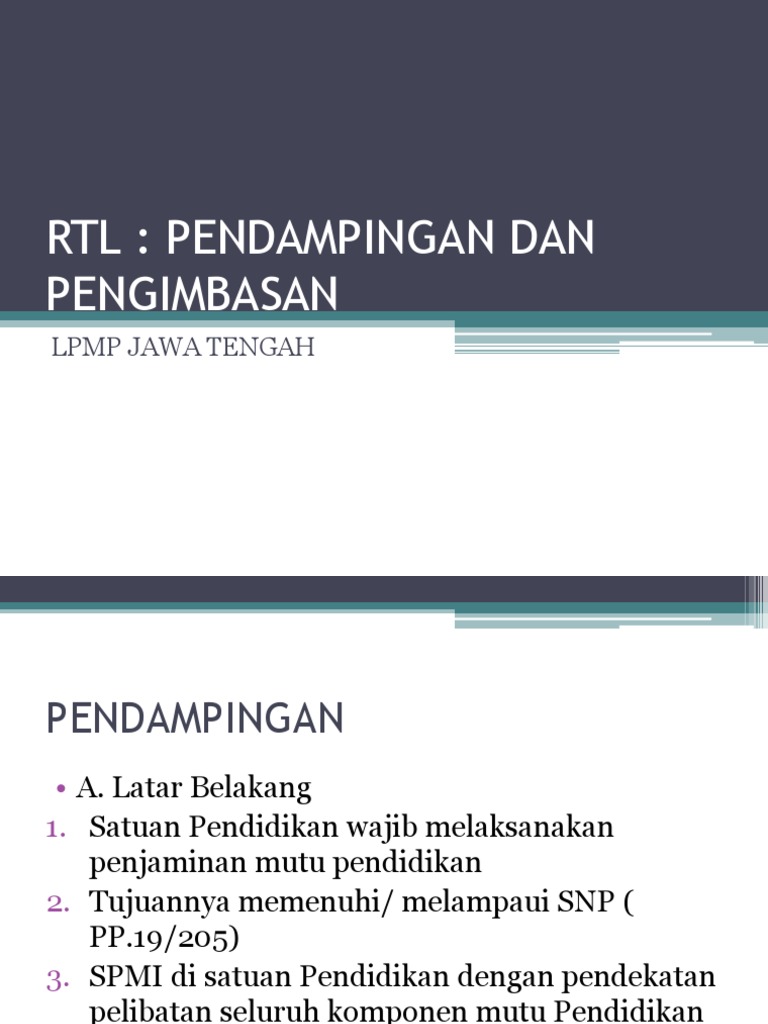 RTL Pendampingan Dan Pengimbasan | PDF