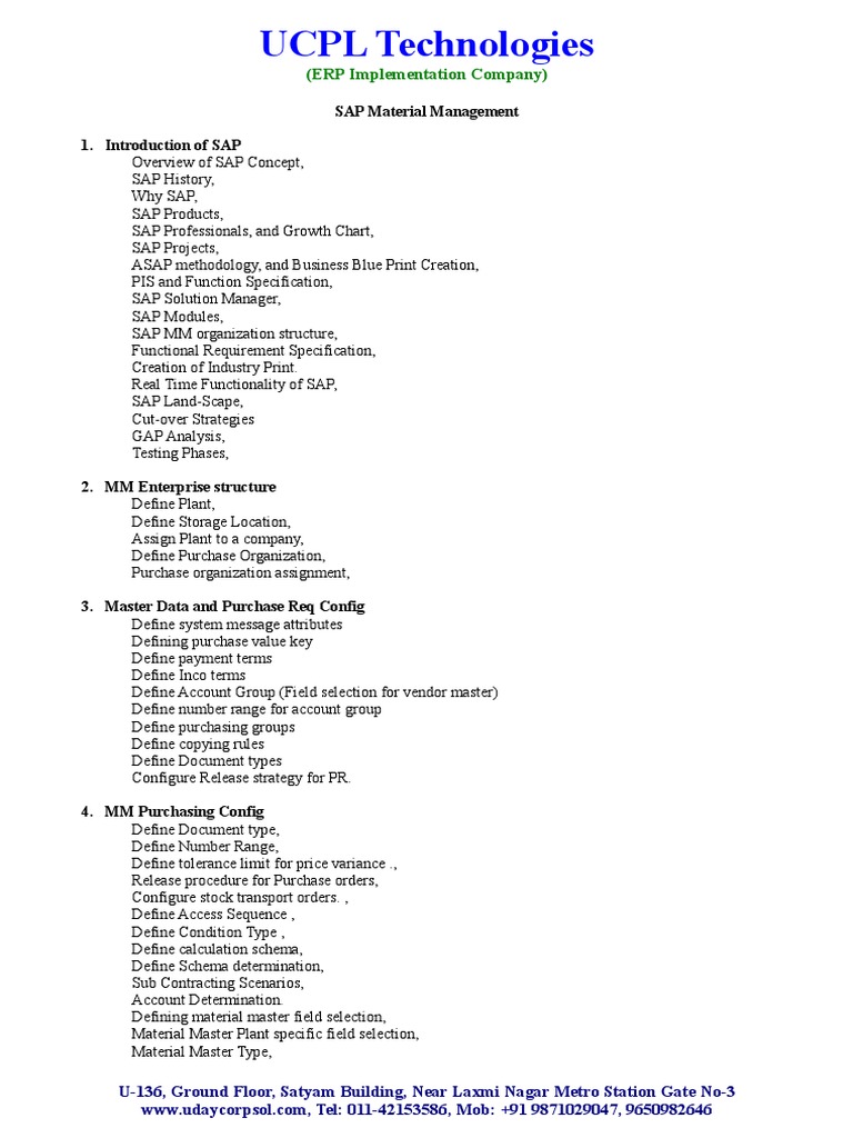 0005 MM Syllabus UCPL Tech | PDF | Sap Se | Enterprise Resource Planning