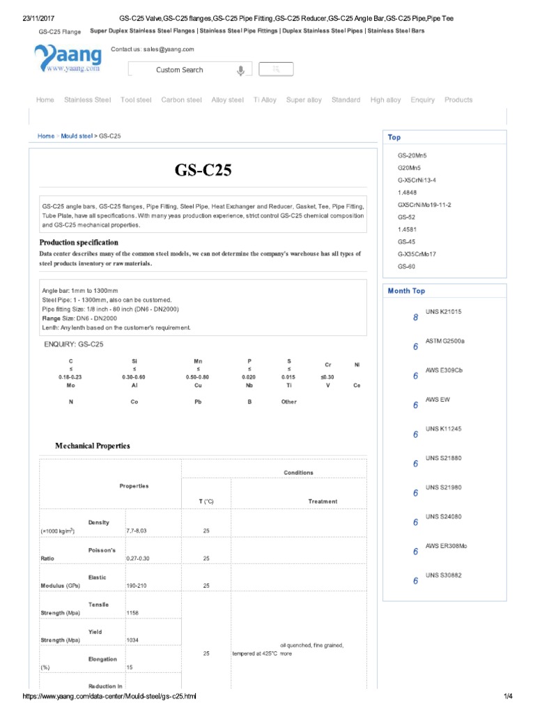 DIN GS-C25 Cast Carbon Steel Chemical and Mechanical Properties | PDF