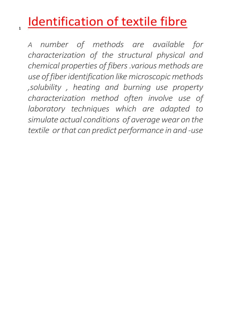 Identification of Textile Fibre: M Eth o D, Id N NN | PDF
