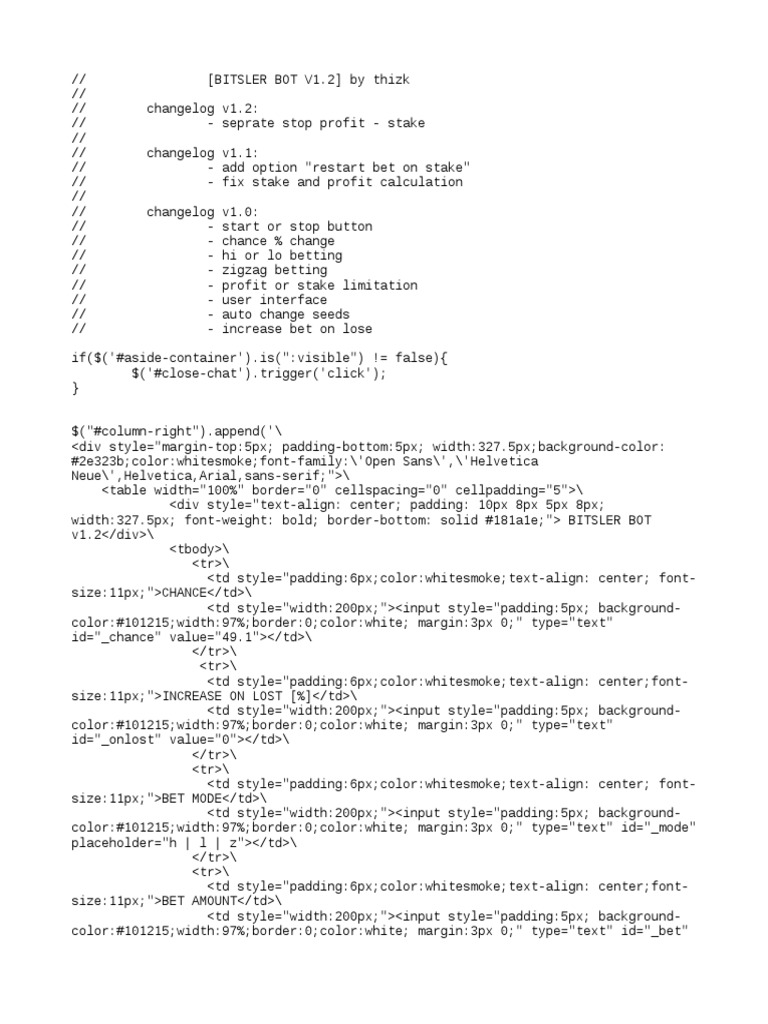 Bitsler 0.001 BTC Script | PDF | Computing | Software