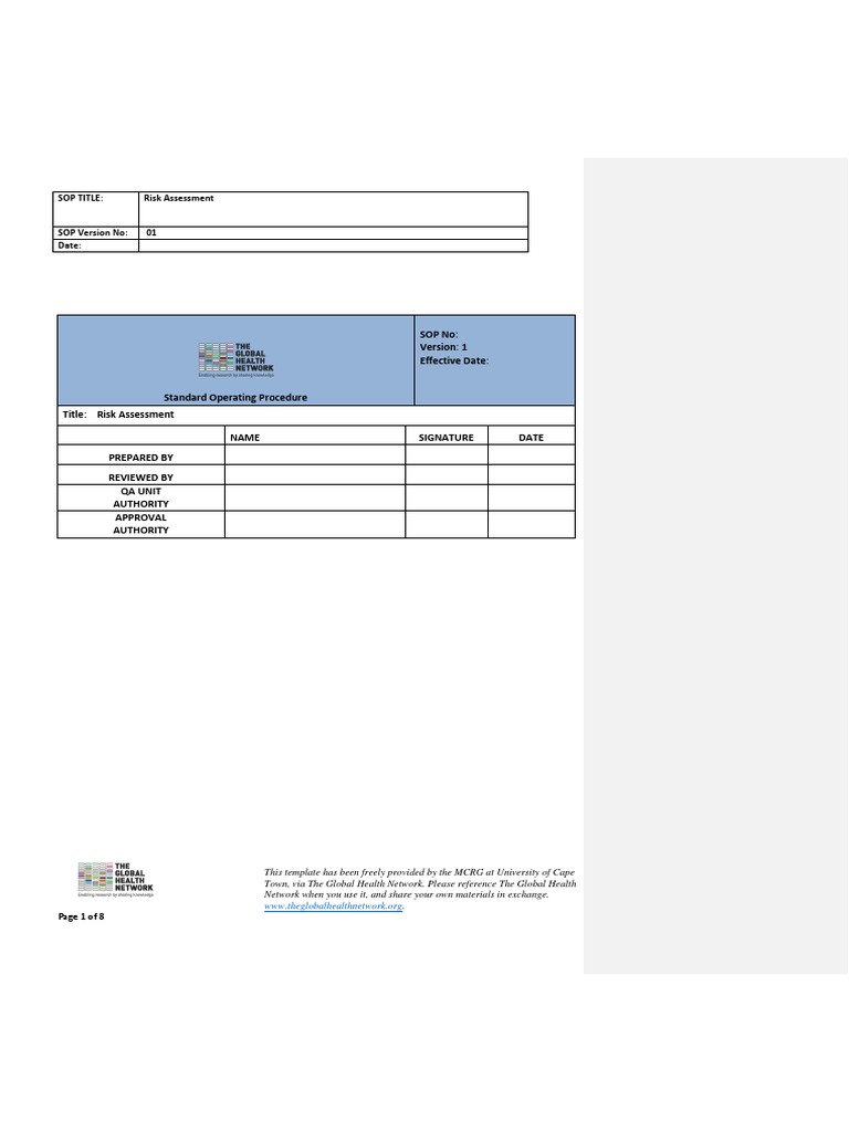 Risk Assessment For Trial SOP | PDF | Clinical Trial | Informed Consent