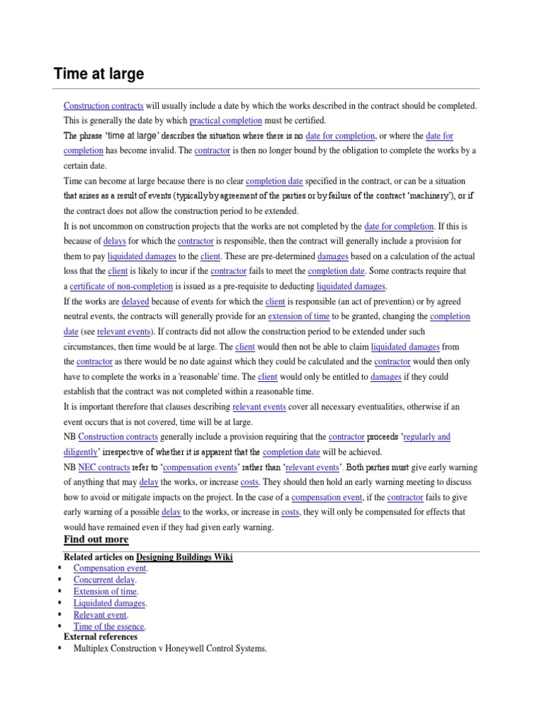 Time at Large | PDF | Contractual Term | Breach Of Contract