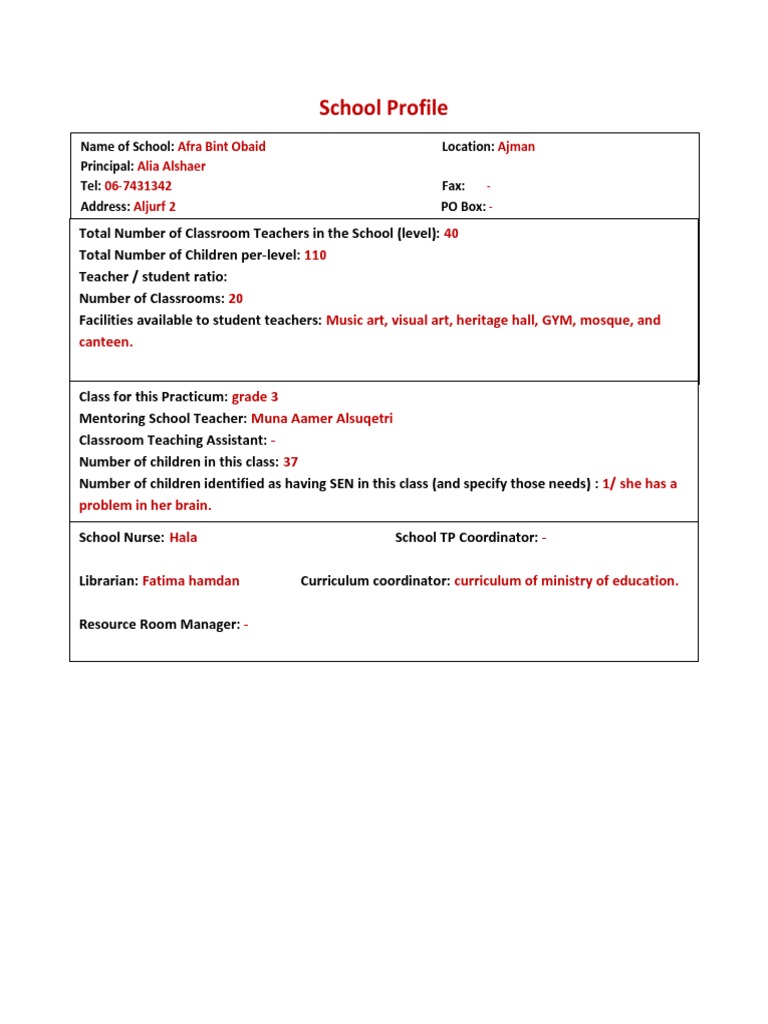 School Profile | PDF | Schools | Teachers