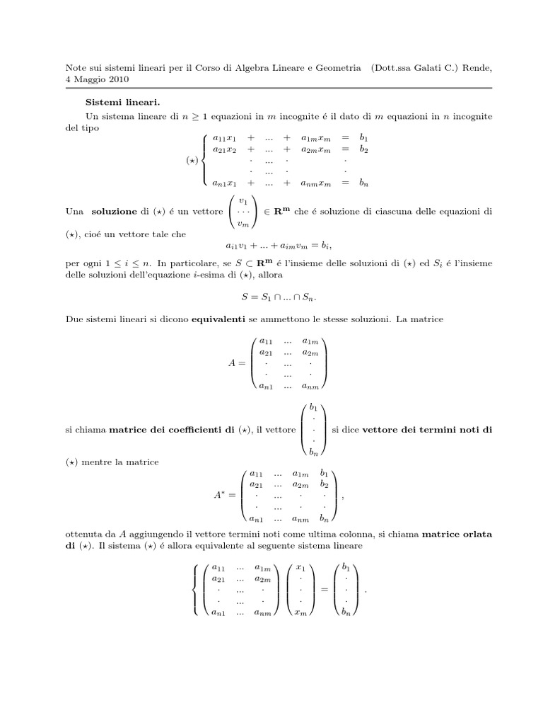 Teorema Rouche' Capelli | PDF