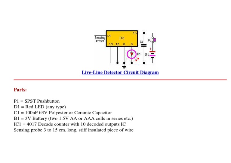 Live-Line Detector Circuit Diagram: Parts | PDF