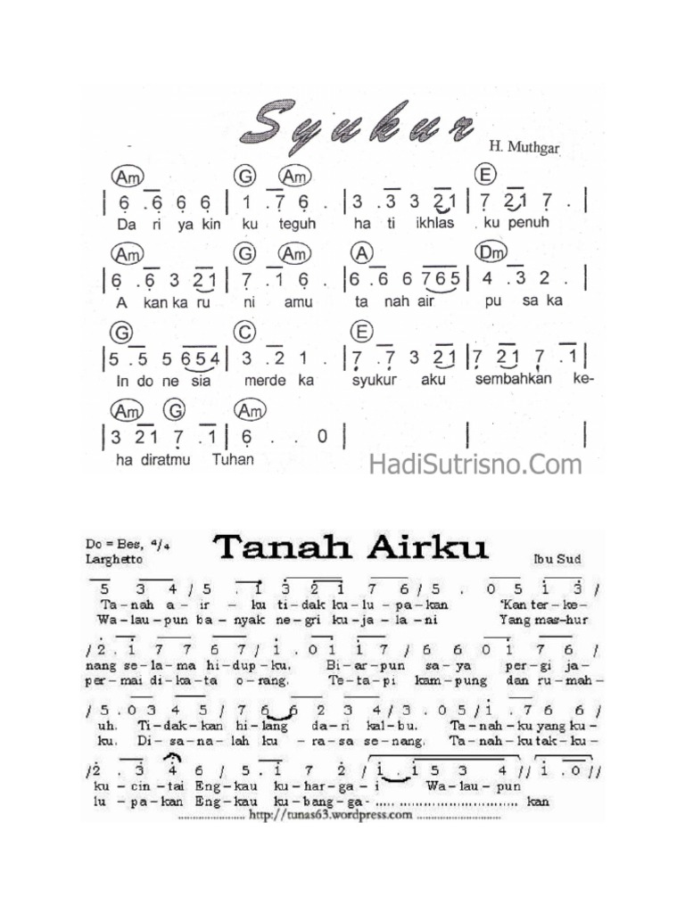 Not Lagu (Syukur-potret-Indonesia Raya-Tanah Airku) | PDF