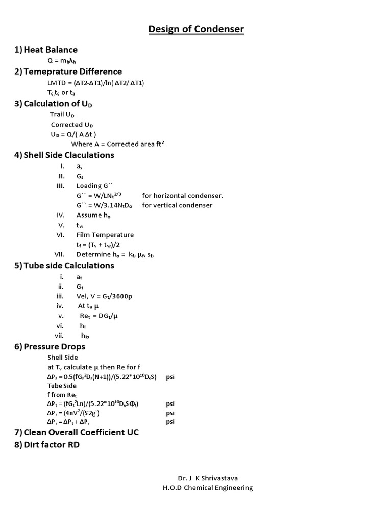 Design of Condenser: 1) Heat Balance 2) Temeprature Difference | PDF