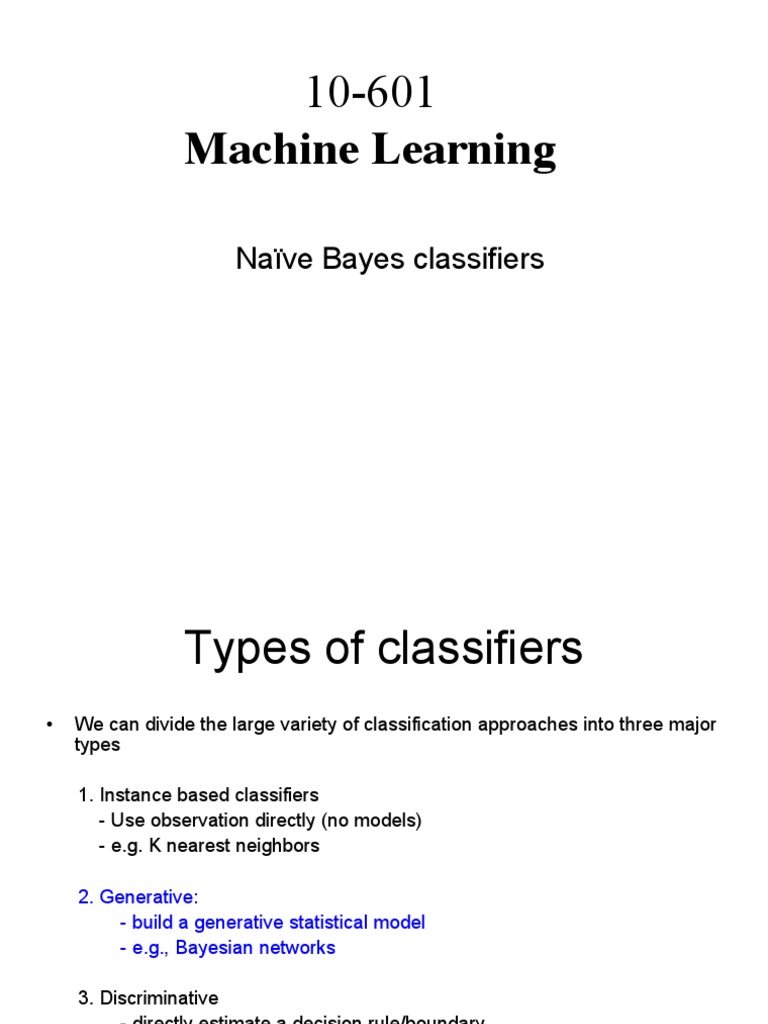 Machine Learning: Naïve Bayes Classifiers | PDF