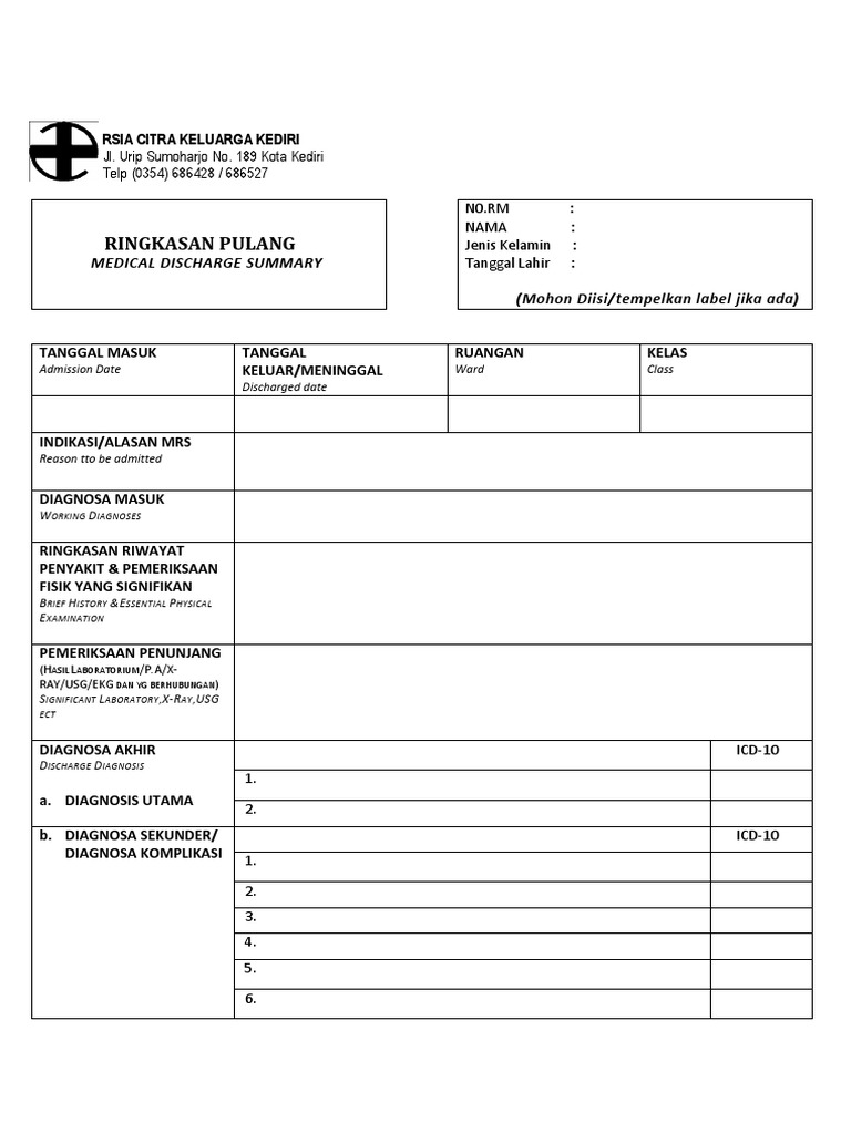 Form Ringkasan Pulang | PDF
