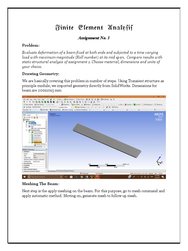 Introduction To Transient Structural Module - Ansys 18.2 | PDF