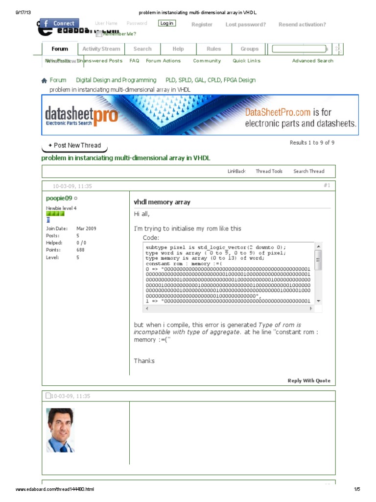 Problem in Instanciating Multi-Dimensional Array in VHDL | PDF | Vhdl ...