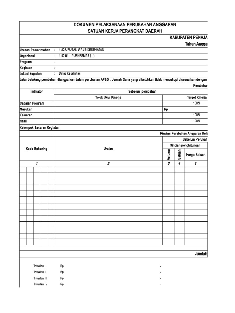 Format RKA + REKAP Perubahan | PDF