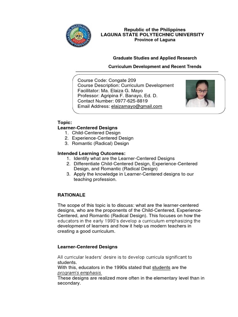 Learner Centered Curriculum Design | PDF | Curriculum | John Dewey