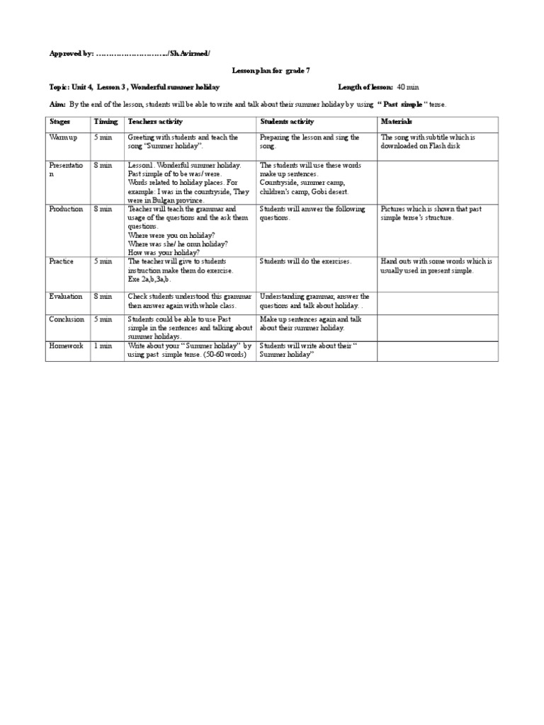 Lesson Plan For Grade 7 | PDF | Lesson Plan | Teaching