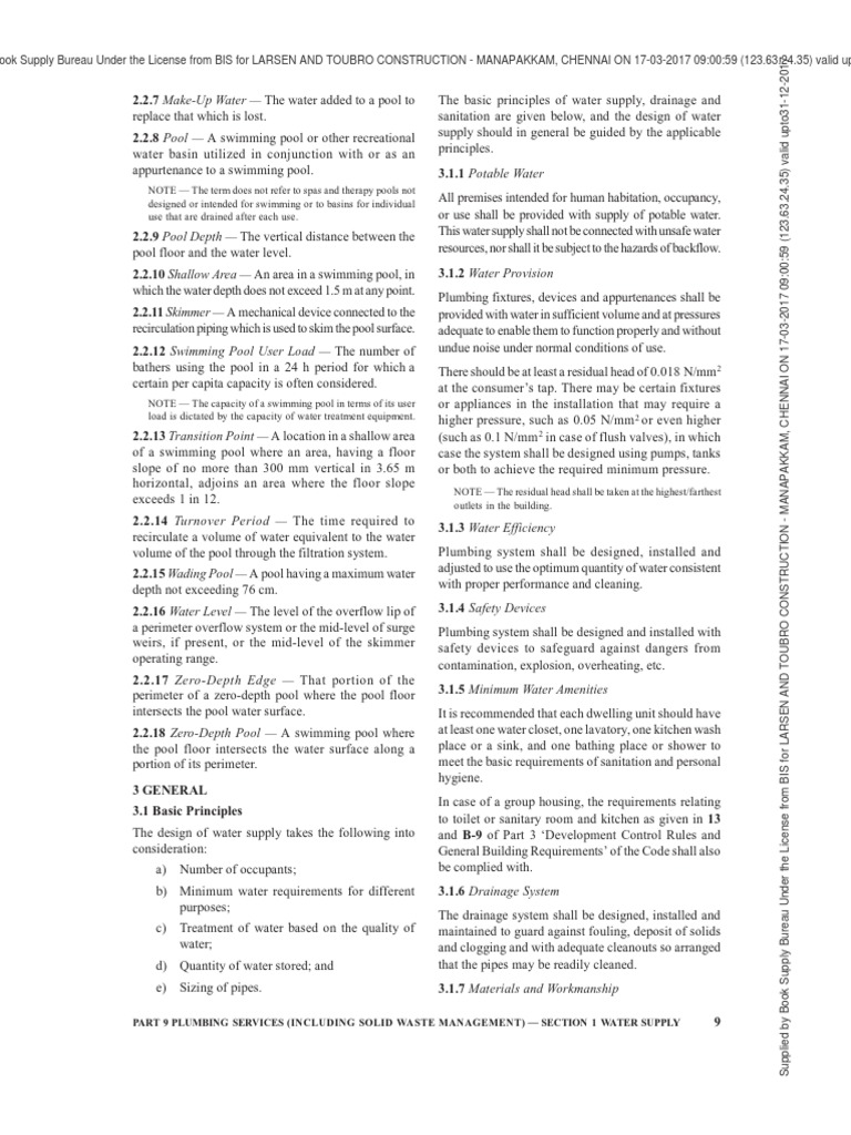 Water Requirement As Per NBC | PDF | Wastewater | Sewage Treatment