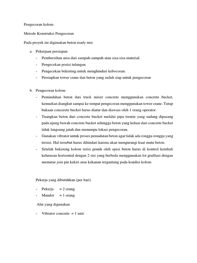 Pengecoran Kolom | PDF