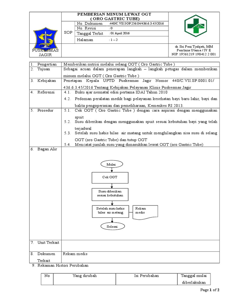 Prosedur Pemberian Minum Lewat OGT | PDF | Kesehatan Holistik