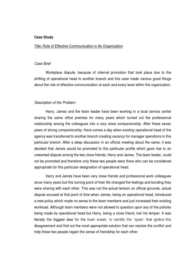 Case Study Communication | PDF | Conflict (Process) | Mediation
