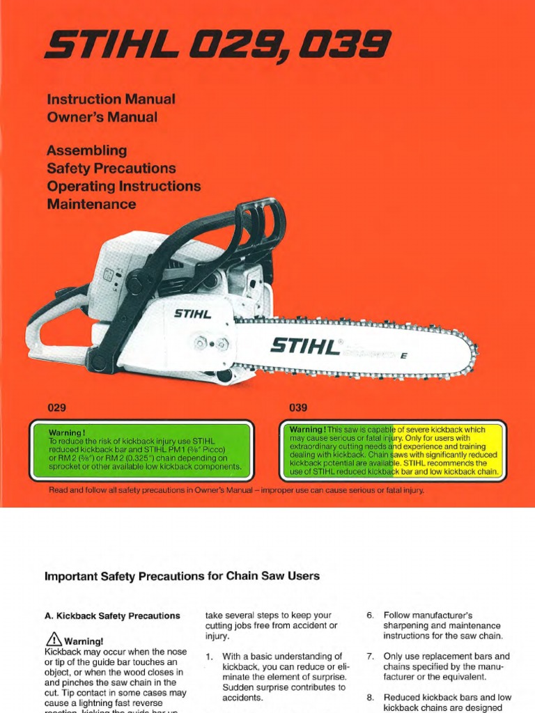 STIHL MS 029 039 Owners Instruction Manual | Wellness | Nature