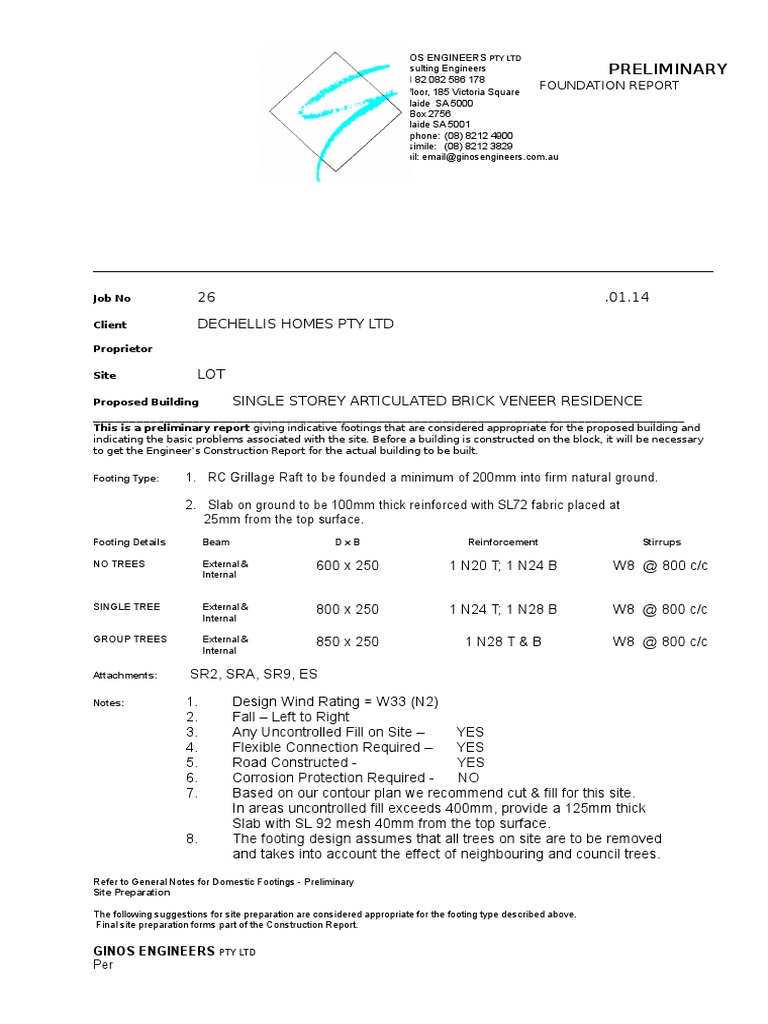Foundation Report: Preliminary | PDF | Engineering | Nature