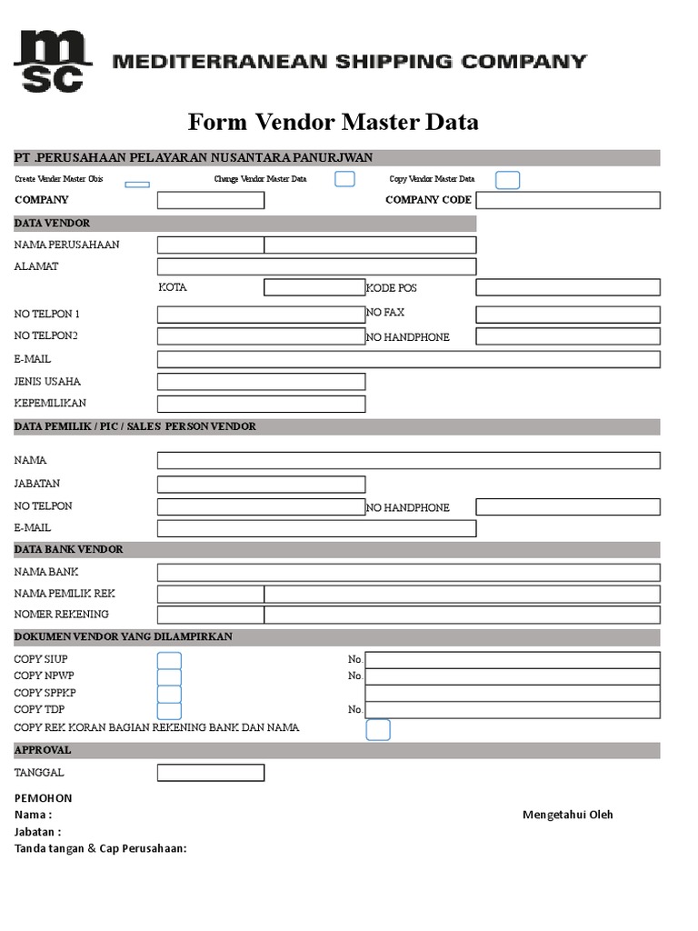 Form Vendor Master Data | PDF