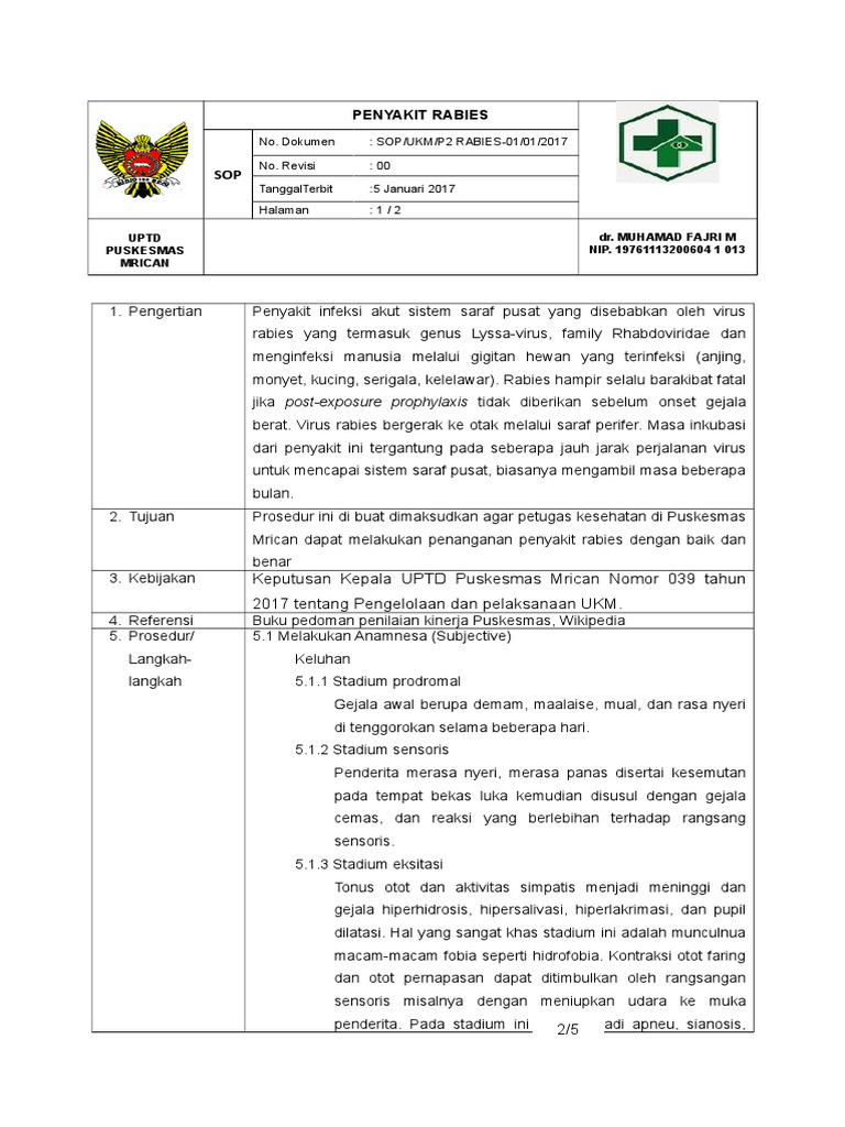 SOP Rabies | PDF