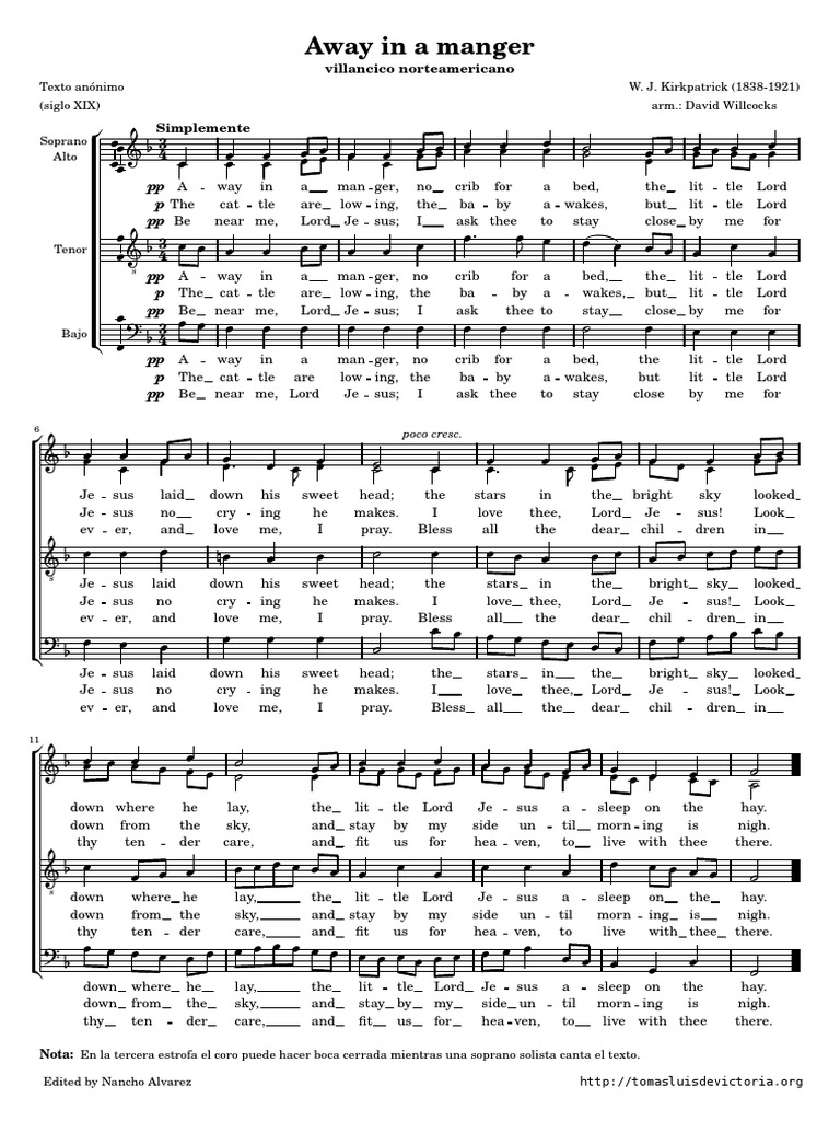 Away in A Manger Satb PDF | PDF | Hymns | Traditional Music
