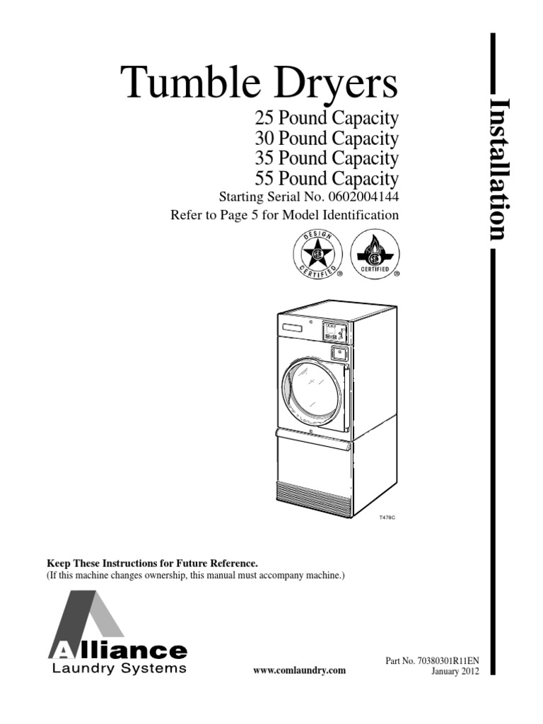 Instalation Manual Cissell ct030 Eng II PDF | PDF | Clothes Dryer ...