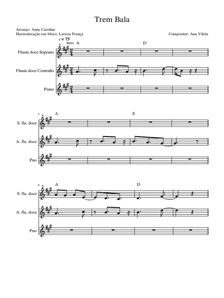 Ana Vilela - Trem Bala (Partitura) | PDF