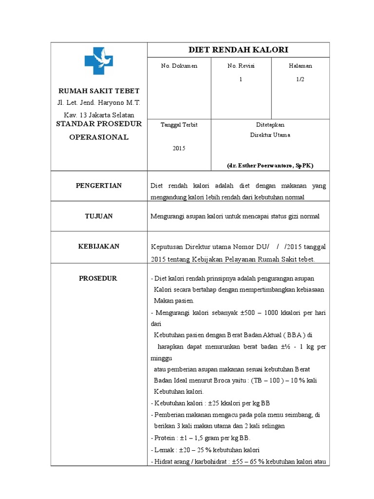 Spo Diet Rendah Kalori | PDF