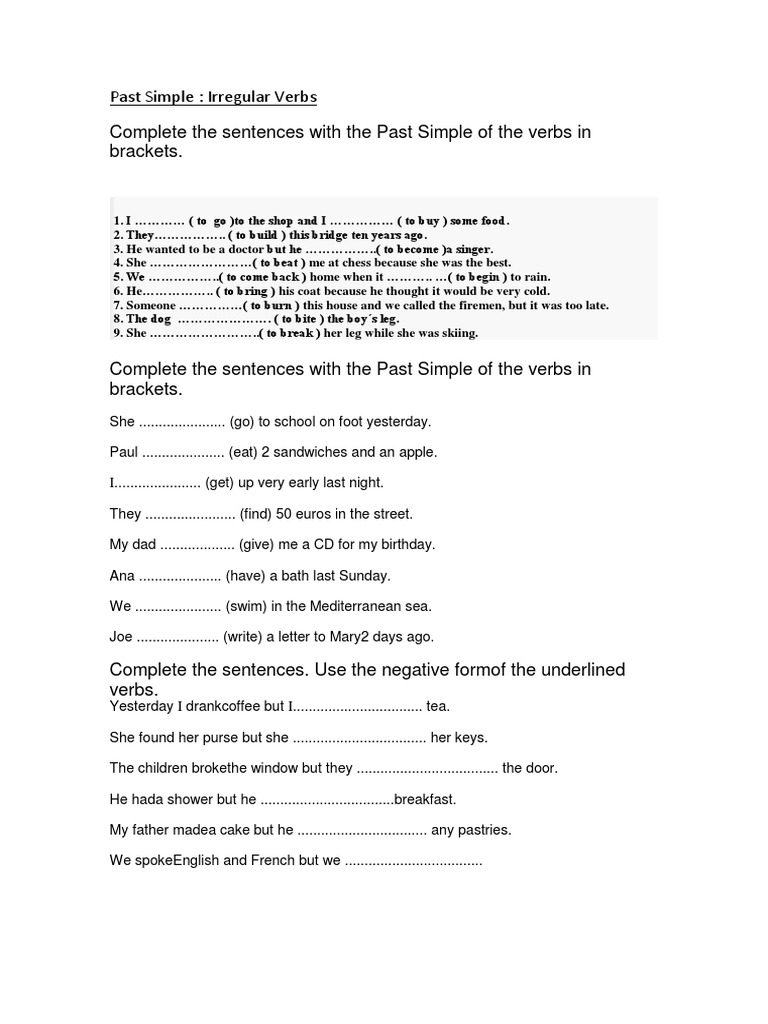 Past Simple Irregular Verbs | PDF
